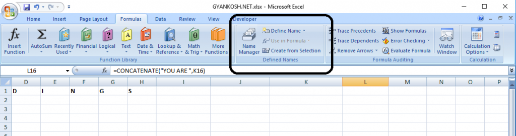 How to define names in Excel using NAME MANAGER