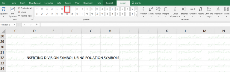 Seven ways to insert Division/Divide symbol in Excel with examples