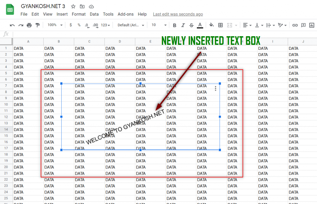 How to Insert a TEXTBOX in GOOGLE SHEETS- with Examples