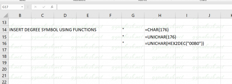 Easy ways to type DEGREE [ °C ] in EXCEL with examples.