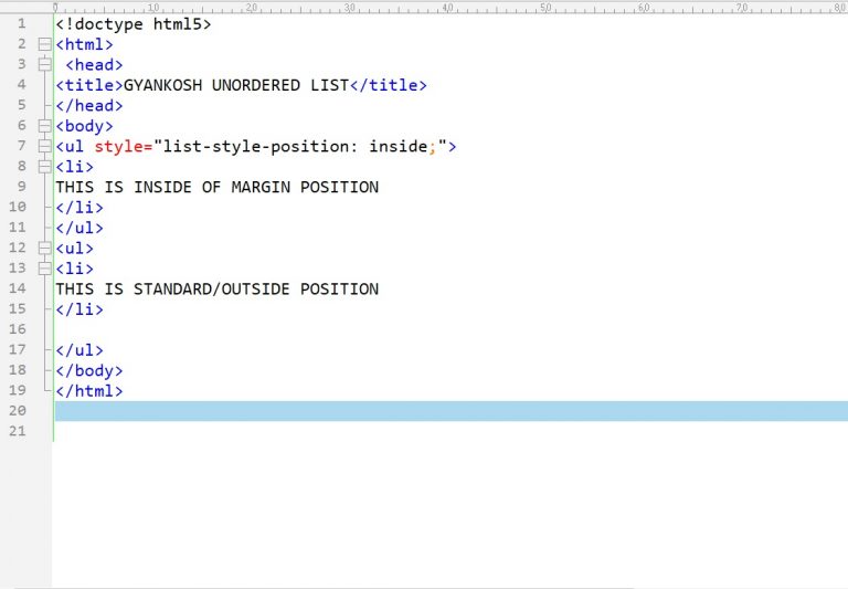 Create and use UNORDERED LIST in HTML?
