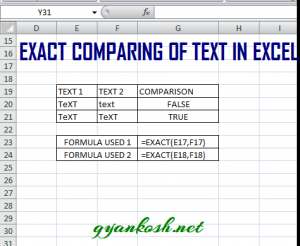 HOW TO COMPARE TWO TEXT STRINGS IN EXCEL - GyanKosh | Learning Made Easy