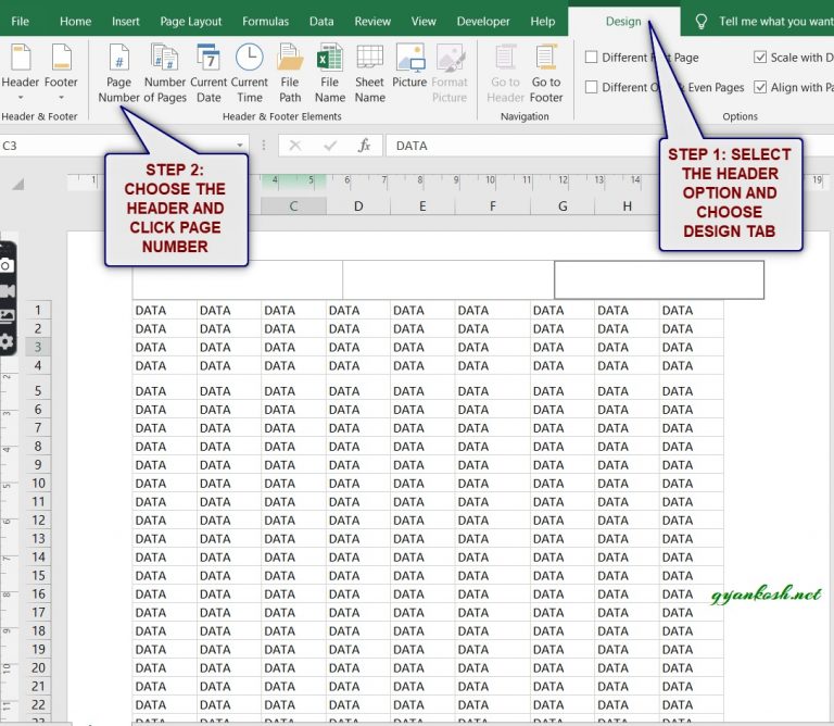 HOW TO PRINT PAGE NUMBER ALL THE PAGES IN EXCEL - GyanKosh | Learning ...