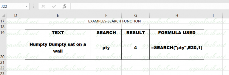 EXCEL FUNCTION-SEARCH - GyanKosh | Learning Made Easy