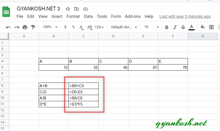 HOW TO SHOW THE FORMULA USED IN GOOGLE SHEETS ? - GyanKosh | Learning Made Easy