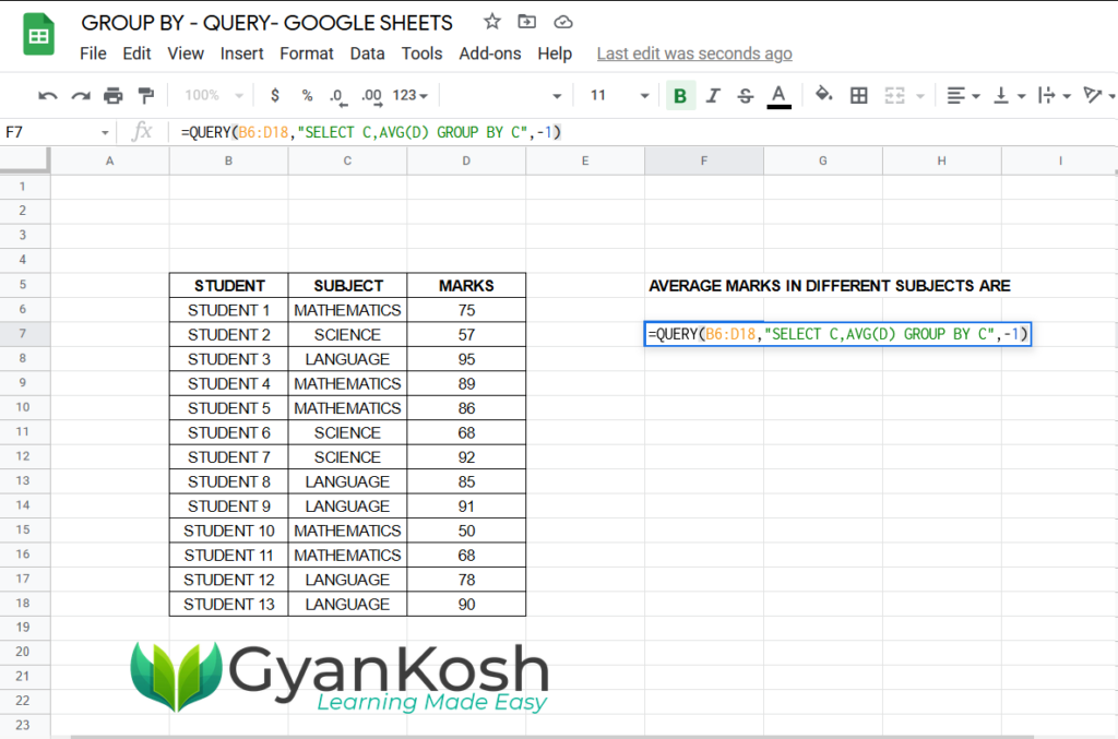 How to use GROUP BY statement in Google Sheets Query