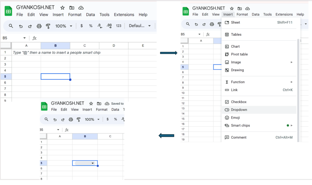 CREATE 2 STEPS DROPDOWN LIST IN GOOGLE SHEETS - GyanKosh | Learning Made Easy